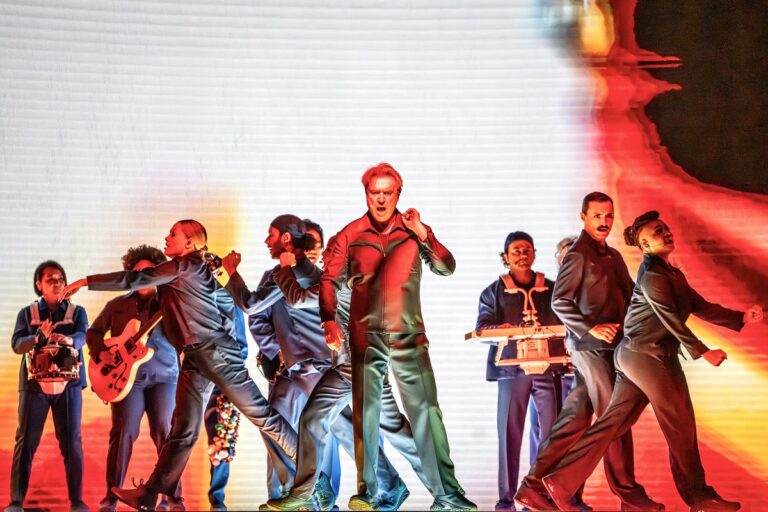 The first of David Byrne's two Cardiff shows this year is spectacular